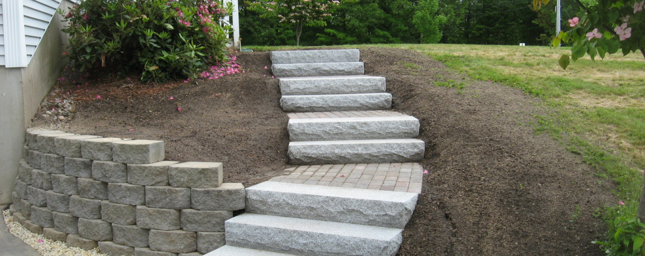 Walkway, Retaining Wall, Granite Steps and Brick Headwall – Kingston ...